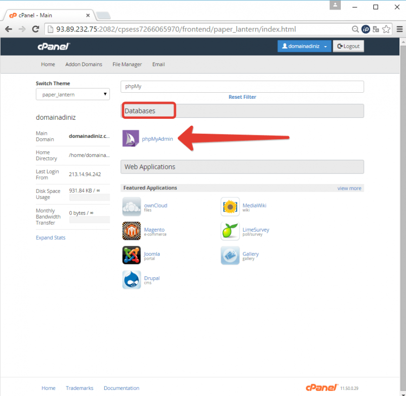 cPanel phpMyAdmin ile MYSQL veri tabanı yedeğimi nasıl yükleyebilirim ...